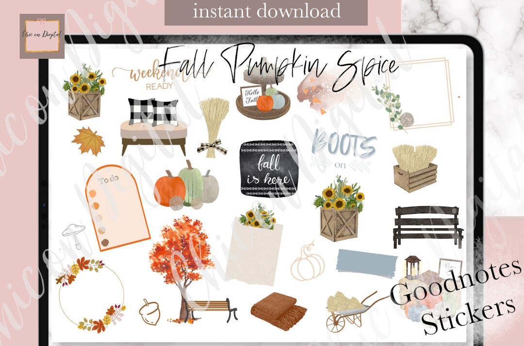 FALL DIGITAL STICKERS, Fall Goodnotes Stickers, Autumn Digital Sticker ...