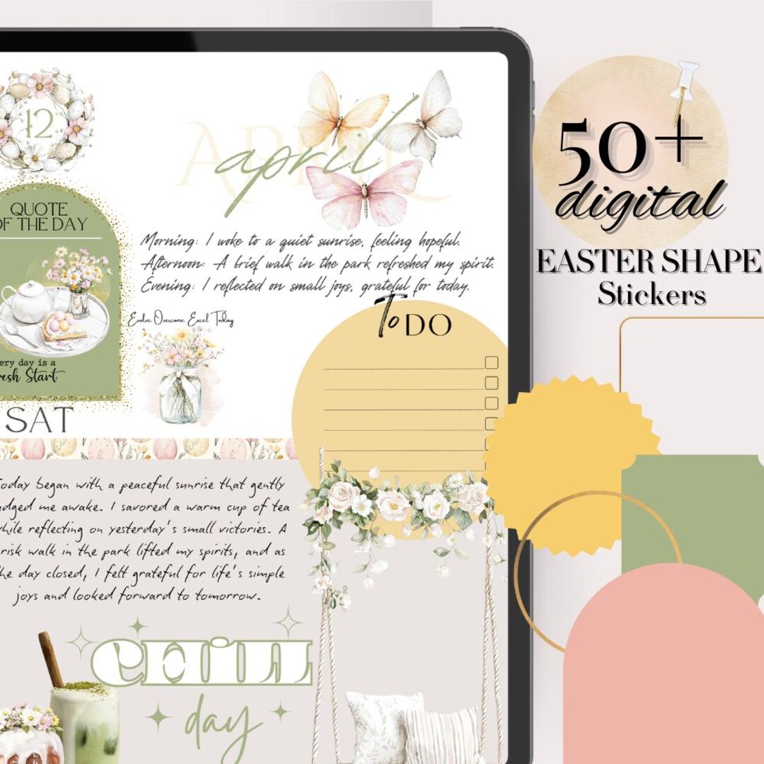Easter DIGITAL Shape Sticker for Goodnotes, March April Widget Digital ...
