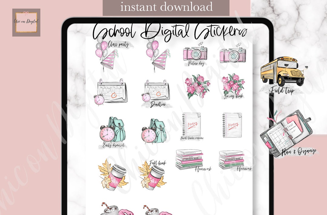 BACK TO SCHOOL Digital Sticker, Back to School Goodnotes, Homework ...