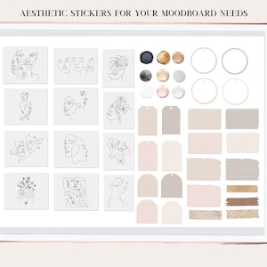 Moodboard DIGITAL STICKERS, Aesthetic Digital Stickers, Neutral ...