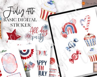 JULY 4th Digital Stickers, Independence Day Goodnotes Stickers, Pre ...
