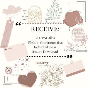 BOHO DIGITAL STICKERS Aesthetic Goodnotes Sticker Pack Digital Quote ...