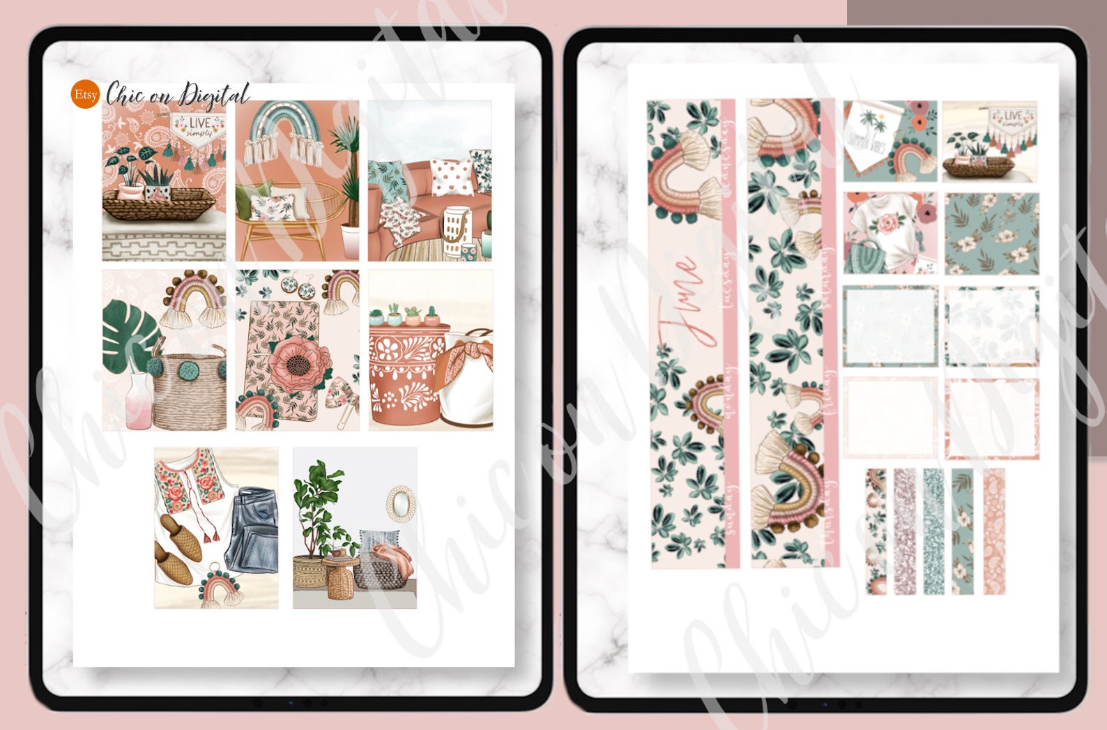 JUNE MONTHLY Digital Stickers, Summer Goodnotes Stickers, June ...
