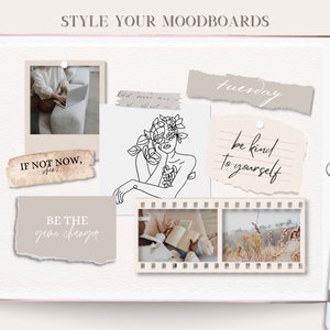 Moodboard DIGITAL STICKERS, Aesthetic Digital Stickers, Neutral ...