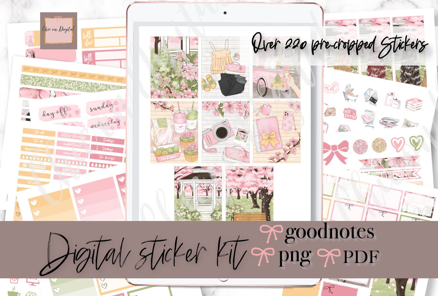 Cherry Blossom GOODNOTES Sticker Spring Flower Goodnotes - Etsy