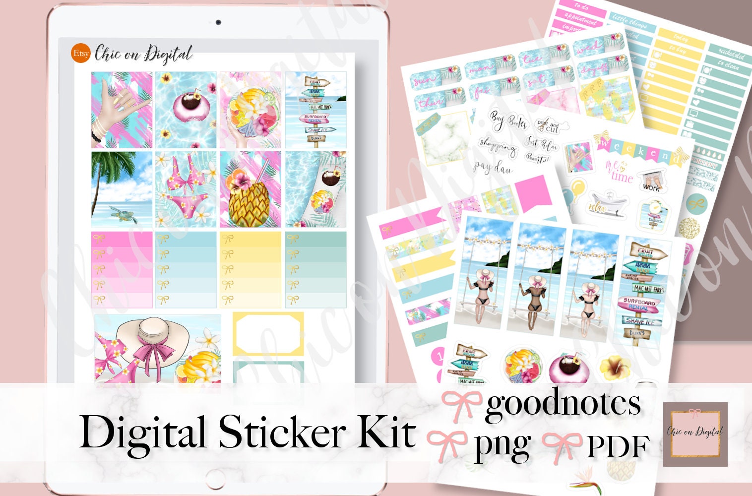 BEACH GOODNOTES STICKERS Summer Digital Planner Stickers - Etsy