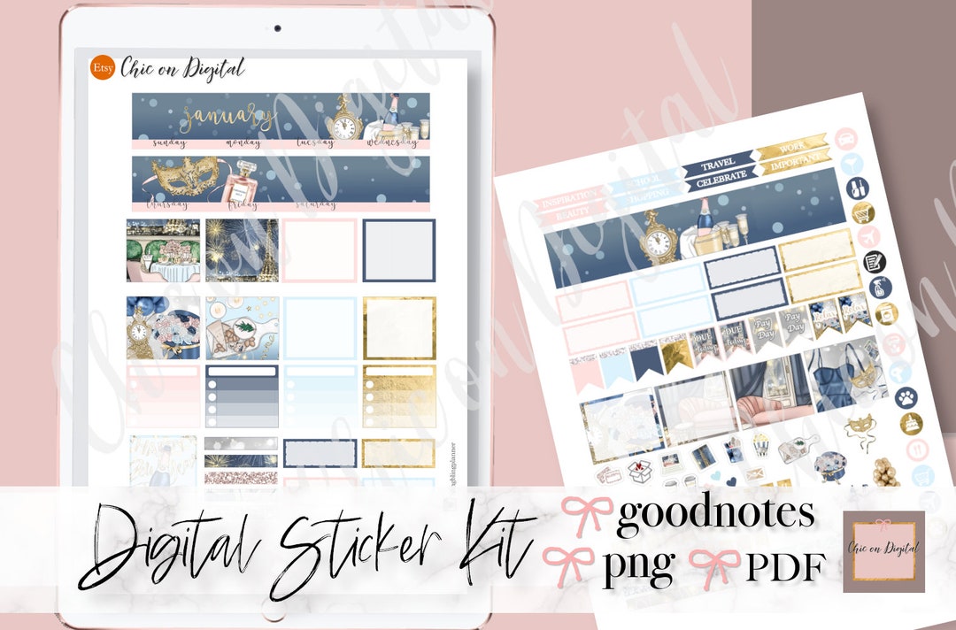 JANUARY MONTHLY KIT Digital Stickers, January Goodnotes Stickers, 2022 ...