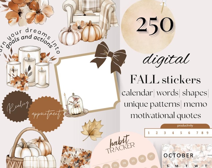 September Digital Planner Sticker, Fall Precropped Goodnotes Stickers ...