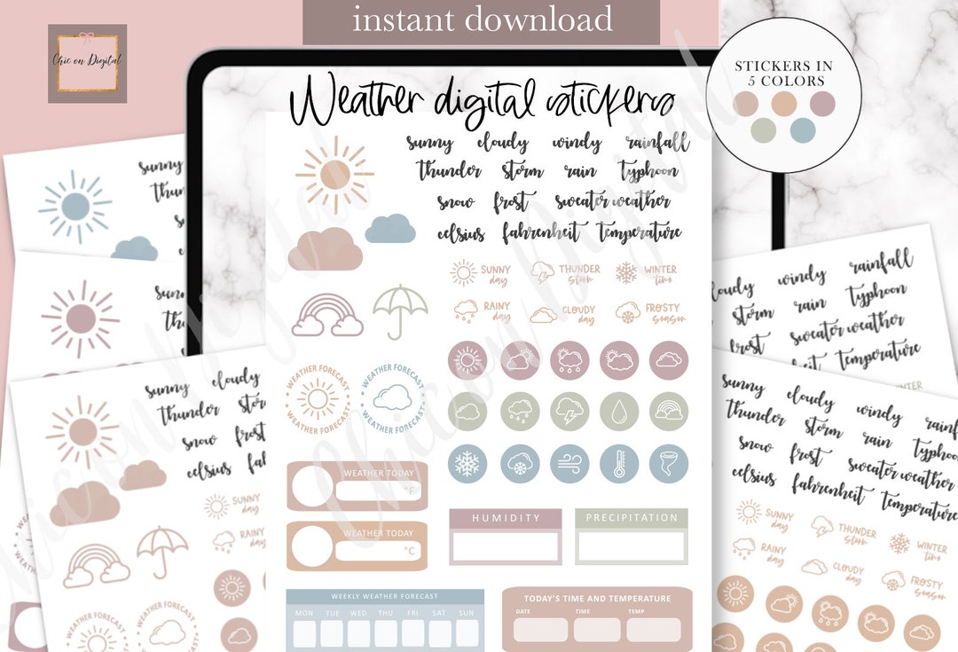 WEATHER Digital Sticker, Weather Goodnotes Sticker, Forecast Digital ...