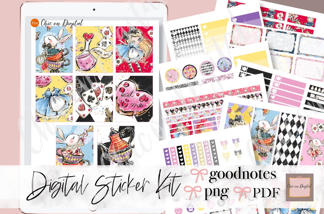 DIGITAL PLANNER STICKERS, Alice in Wonderland Goodnotes, iPad Planner ...