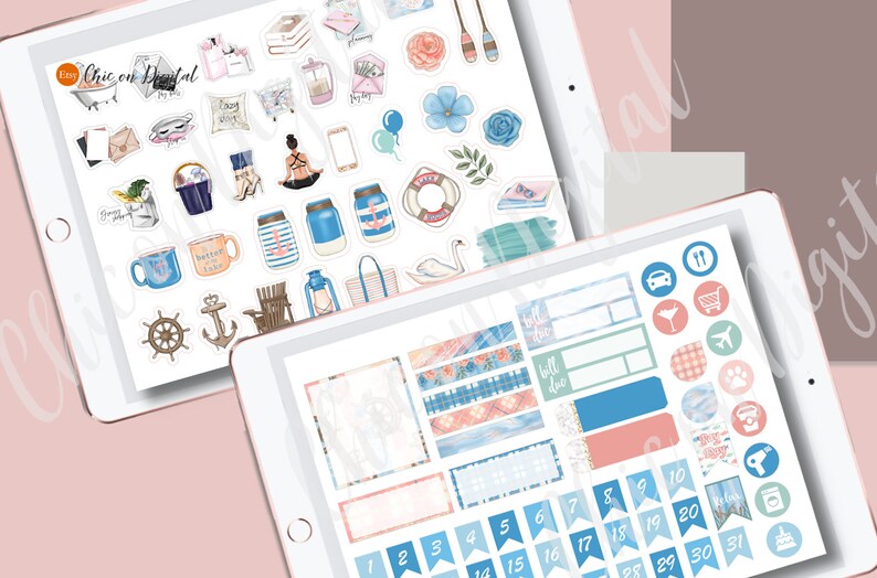 AUGUST MONTHLY KIT Digital Stickers August Goodnotes Planner | Etsy