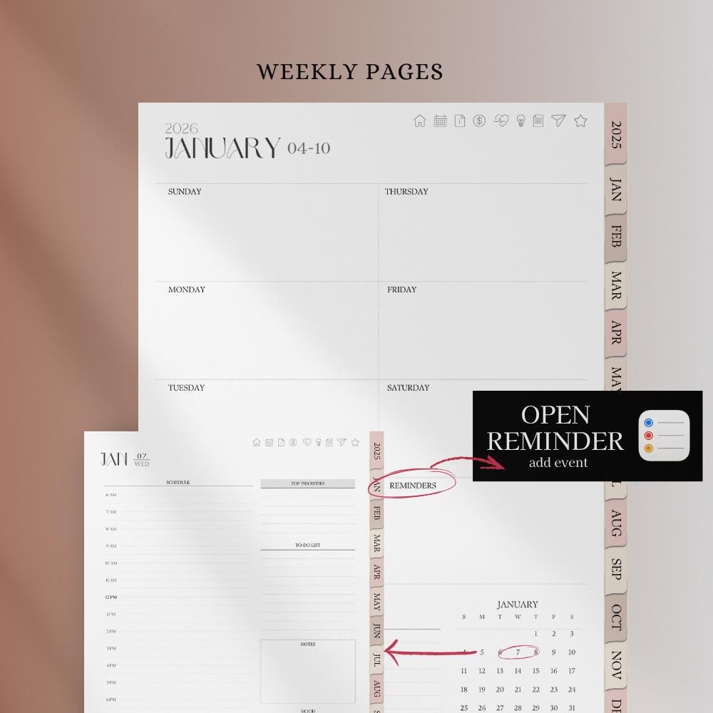 2025 2026 DATED DIGITAL PLANNER, Goodnotes Planner 2026, Minimalistic ...