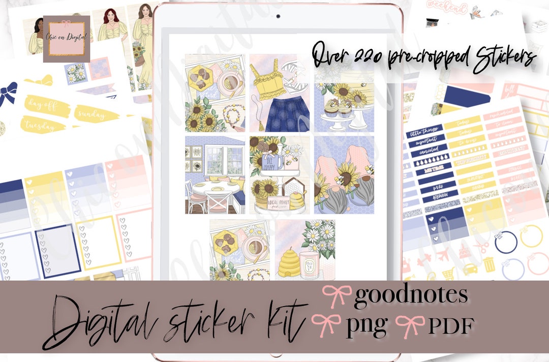 HONEYBEE Goodnotes Stickers, Honeybee Goodnotes Kit, Summer Digital ...