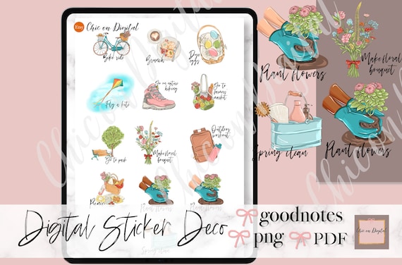 SPRING BUCKET Goodnotes Stickers Picnic Stickers Brunch - Etsy