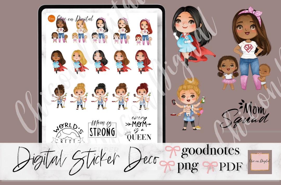 MOTHER'S DAY Goodnotes Stickers, Super Mom Digital Stickers, Mom Life ...