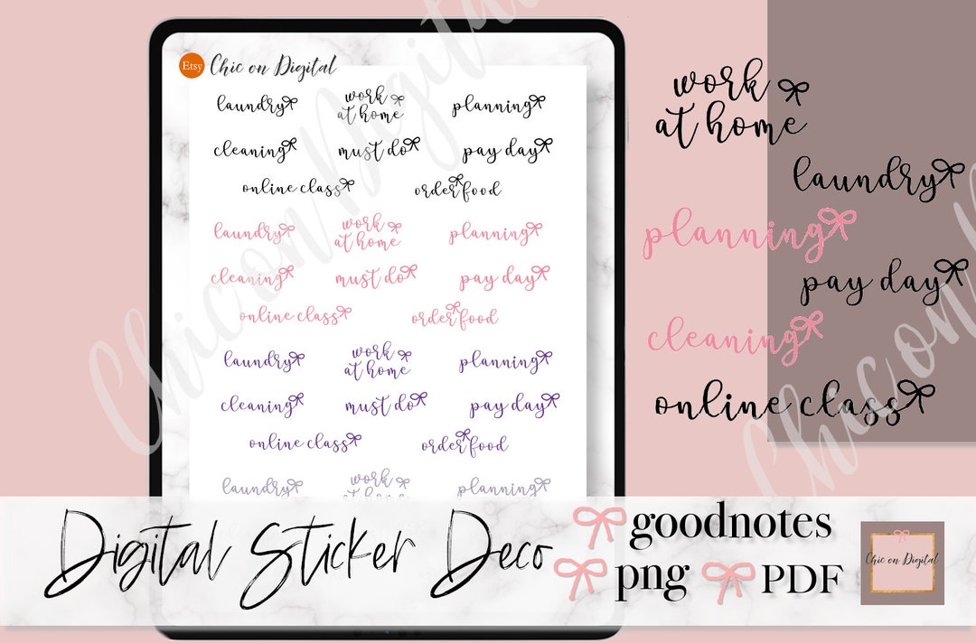 DAILY CHORES GOODNOTES Sticker, Daily Chores Digital Sticker, Work From ...