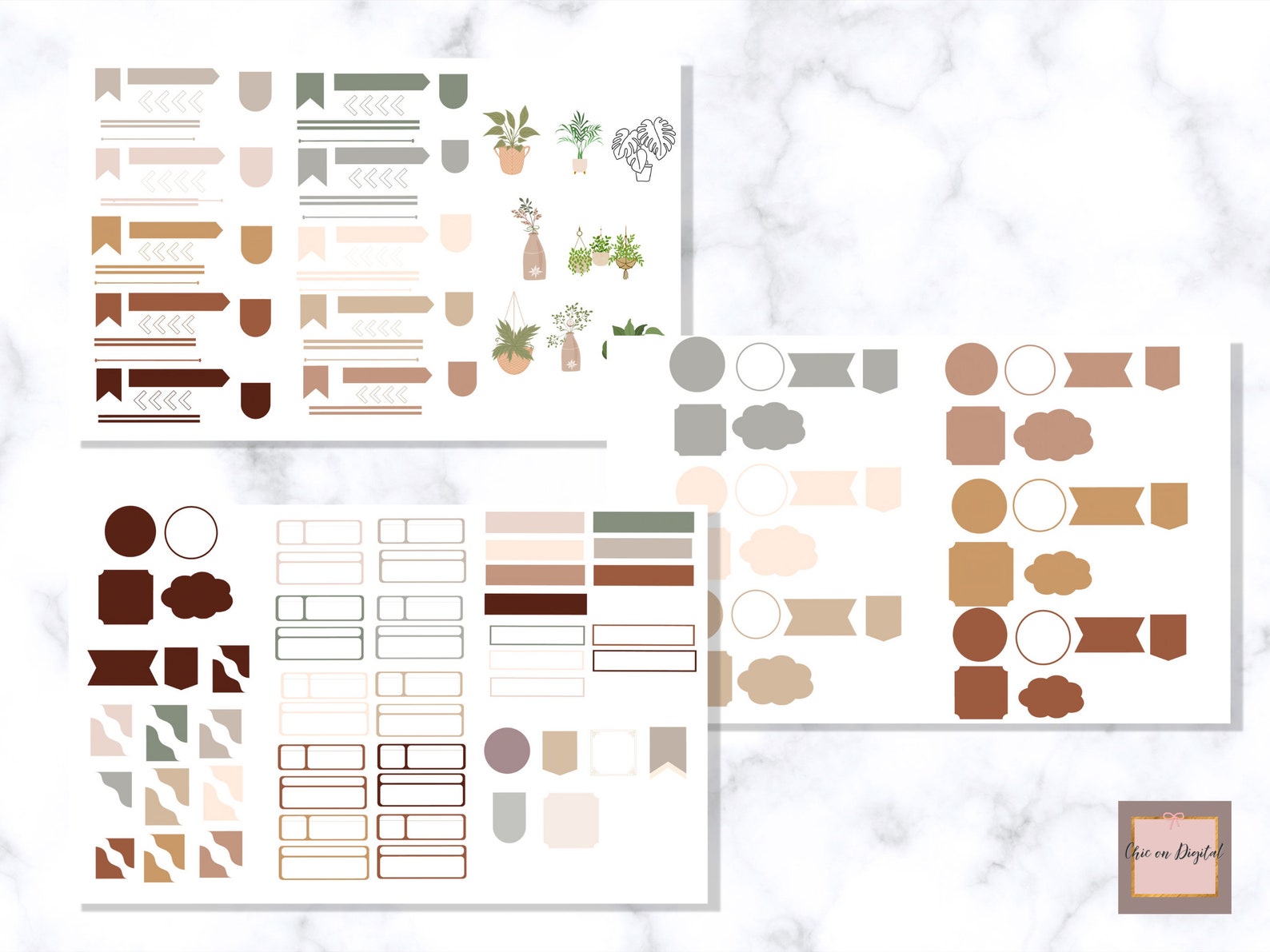 NEUTRAL BASIC Digital Stickers, Floral Goodnotes Stickers, Goodnotes ...