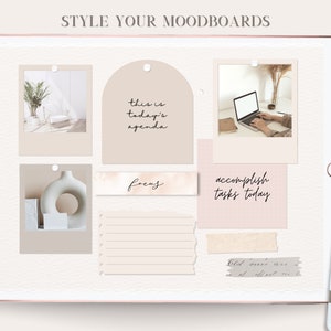 Moodboard DIGITAL STICKERS, Aesthetic Digital Stickers, Neutral ...