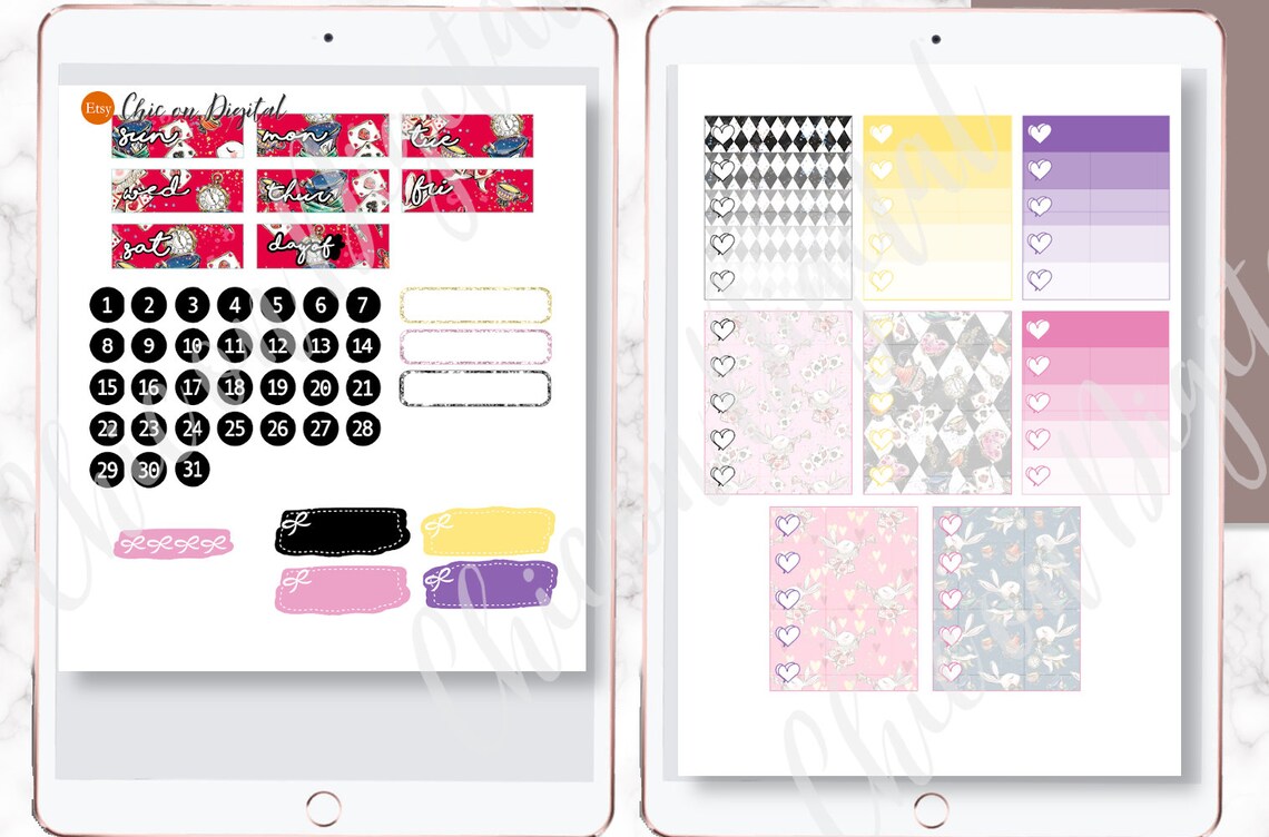 DIGITAL PLANNER STICKERS, Alice in Wonderland Goodnotes, iPad Planner ...