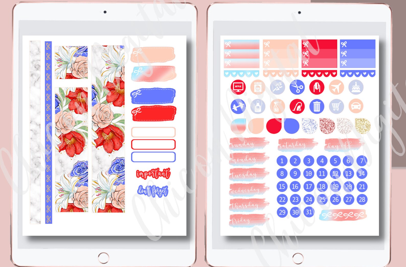 JULY MONTHLY KIT Digital Stickers July 4th Goodnotes Planner - Etsy