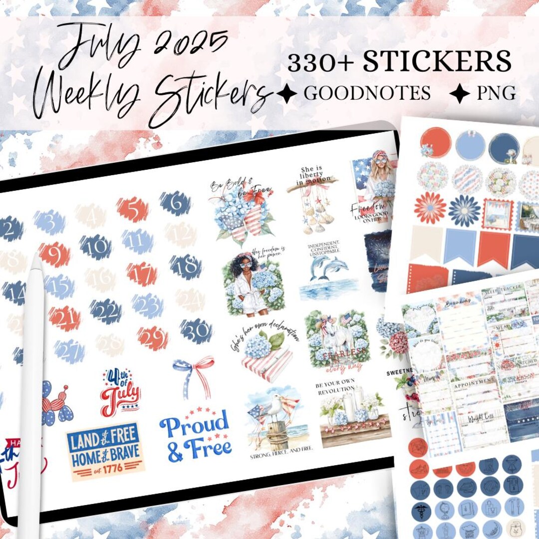 JULY GOODNOTES STICKER Digital Sticker, Goodnote Stickers Monthly ...
