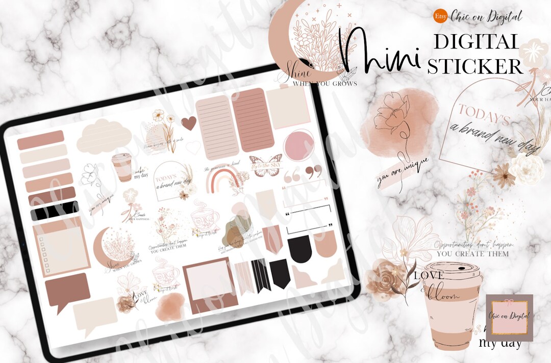 Aesthetic DIGITAL STICKERS, Digital Quote Stickers, Neutral Boho ...