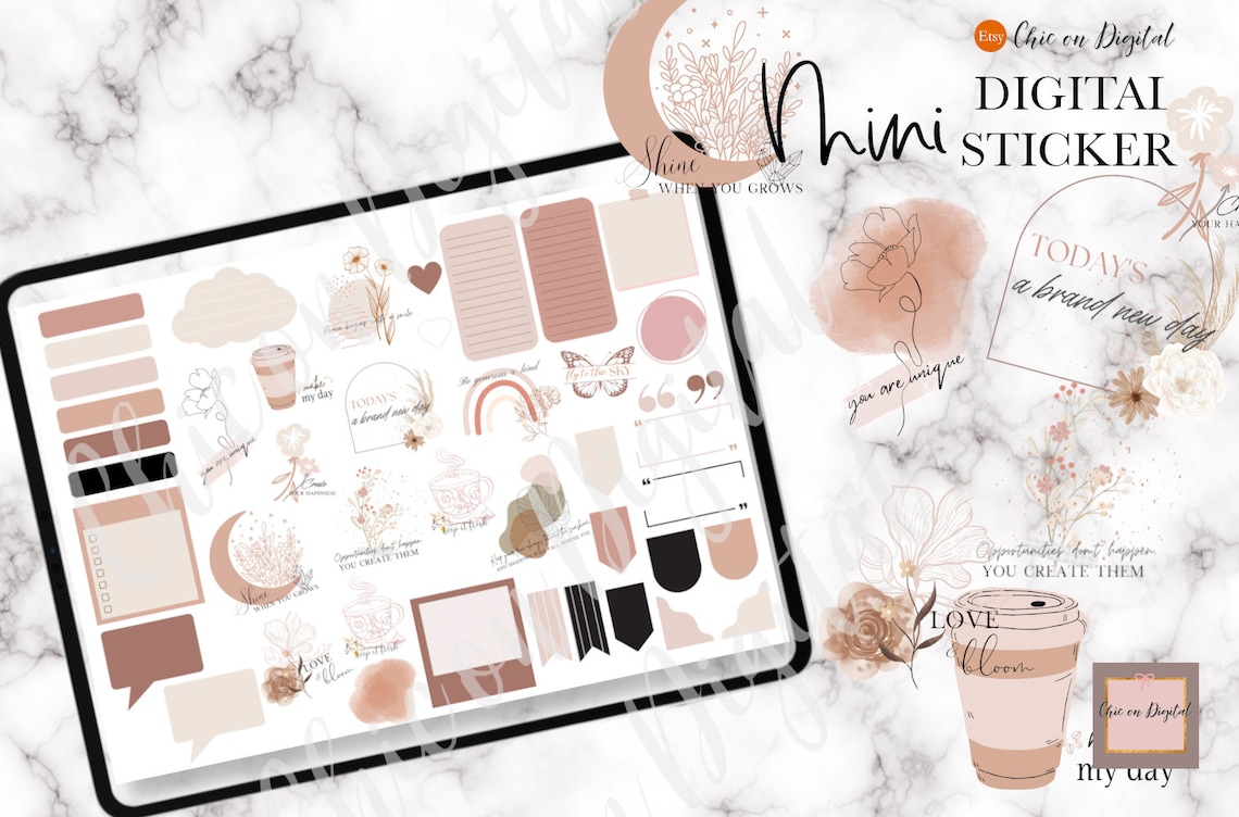 Aesthetic DIGITAL STICKERS Digital Quote Stickers Neutral - Etsy