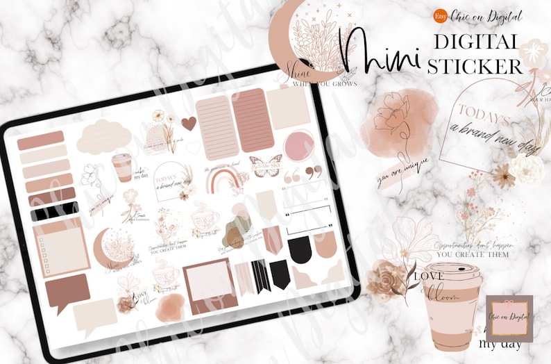 Aesthetic DIGITAL STICKERS Digital Quote Stickers Neutral - Etsy