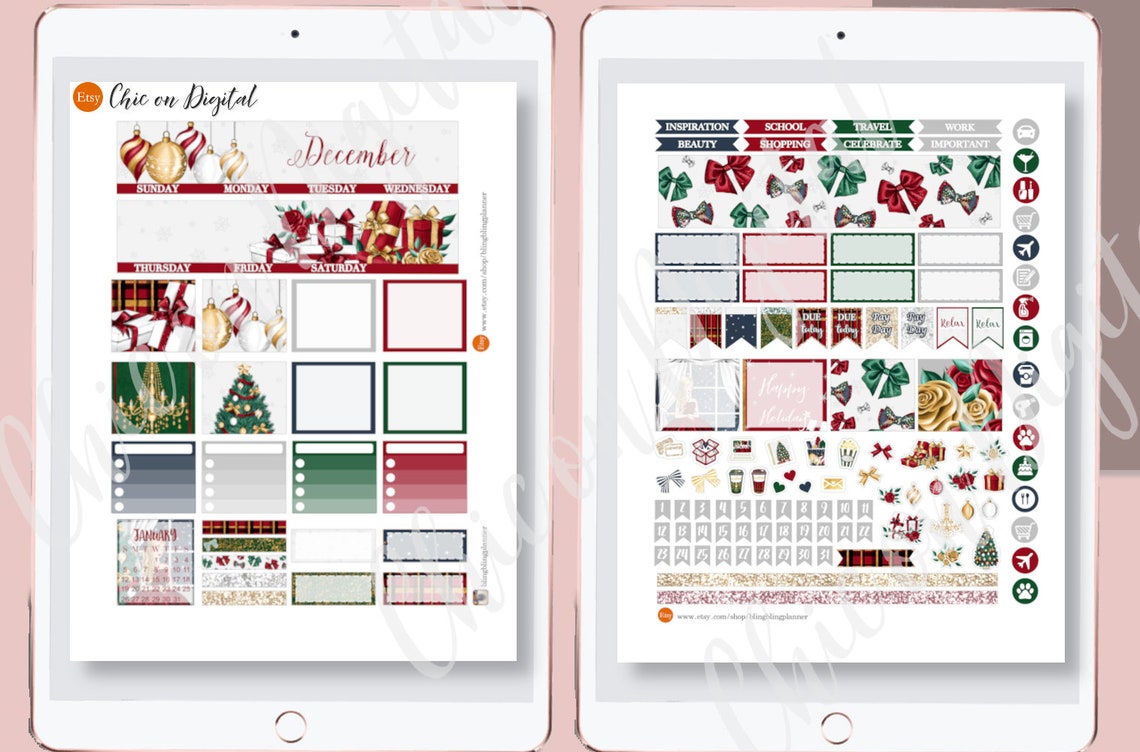 DECEMBER MONTHLY KIT Digital Stickers, December Goodnotes Stickers ...