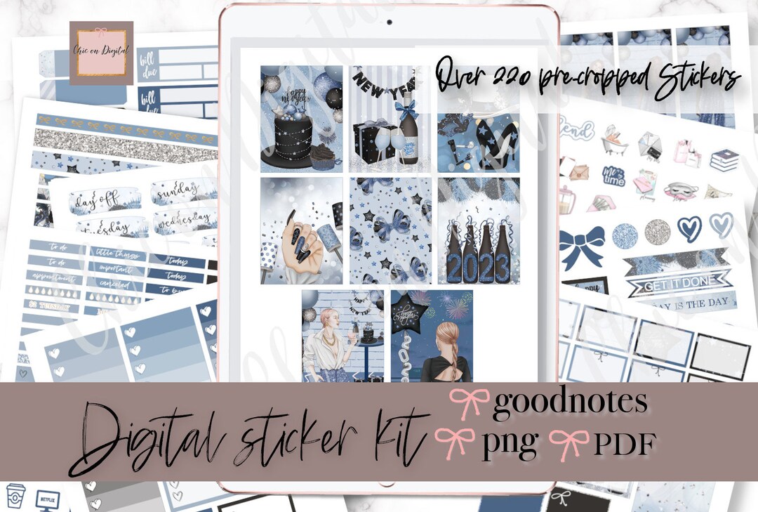 2023 NEW YEAR DIGITAL Planner Stickers, Happy New Year Goodnotes ...