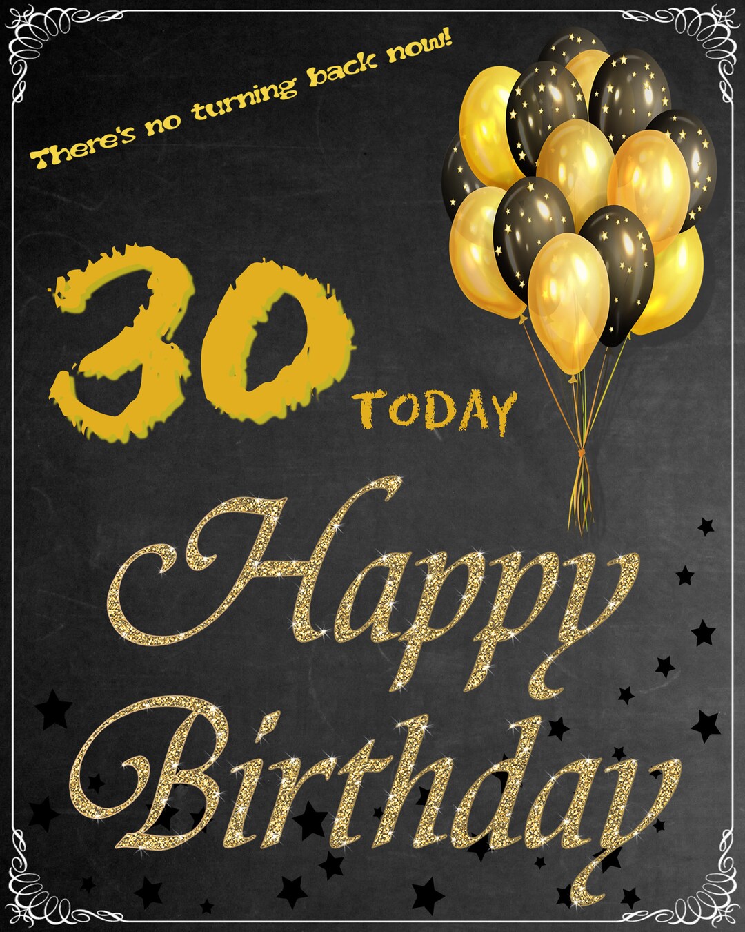 30th Birthday Chalkboard Poster, Happy 30th Birthday, Anniversary Sign ...