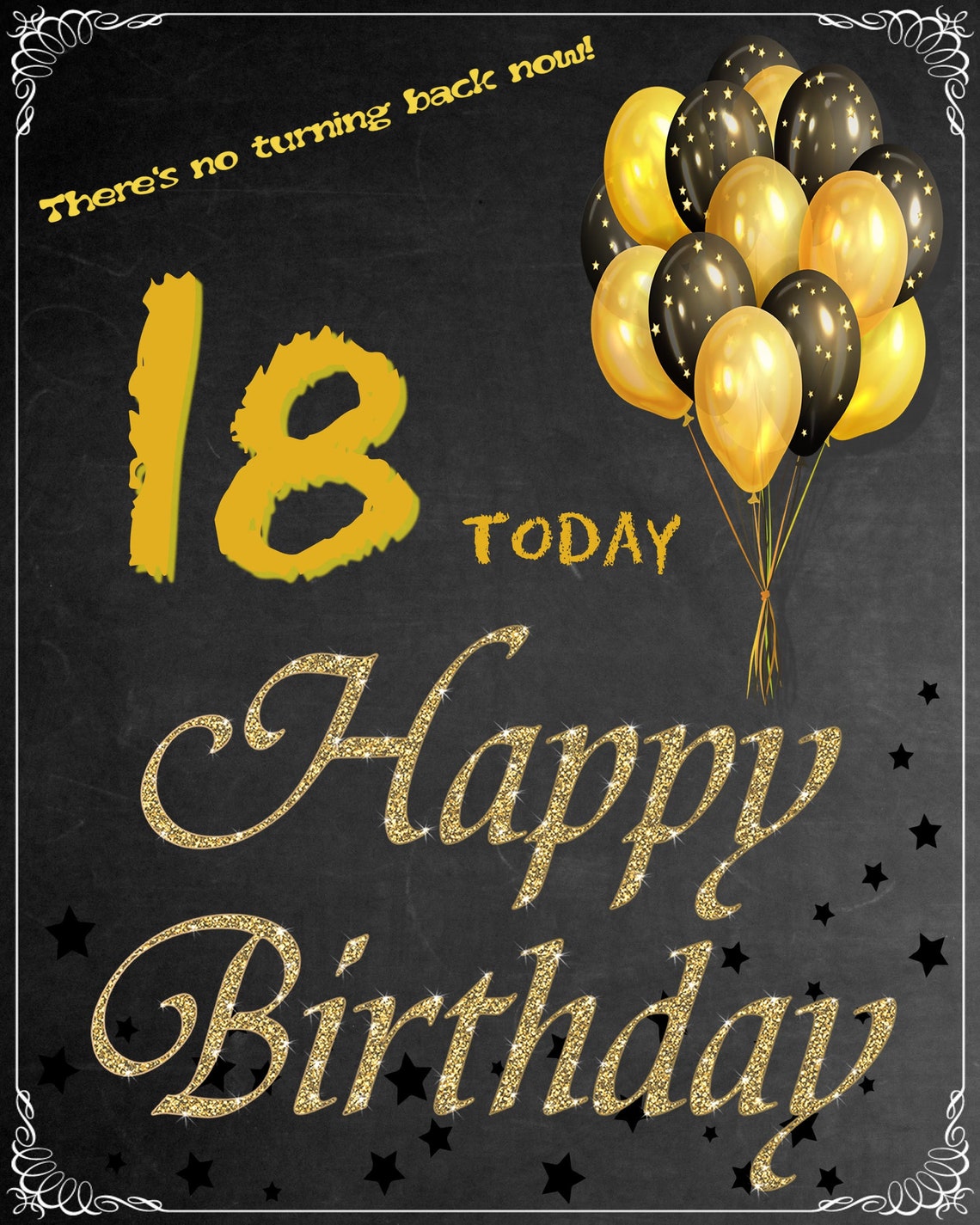 18th Birthday Chalkboard Poster, Happy 18th Birthday, Anniversary Sign ...