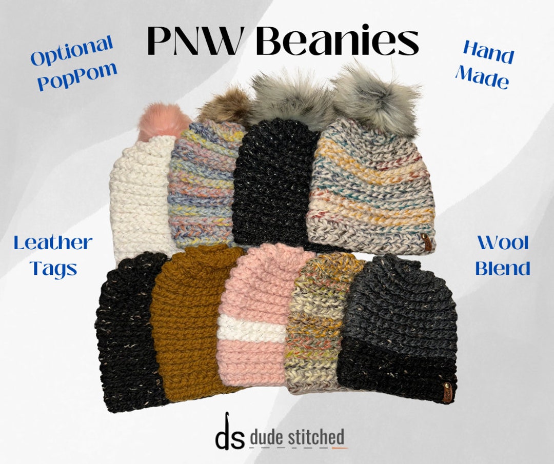 Warm Trendy Chunky Beanie Kids Size Ages 6-10 Viral PNW Beanie Optional ...