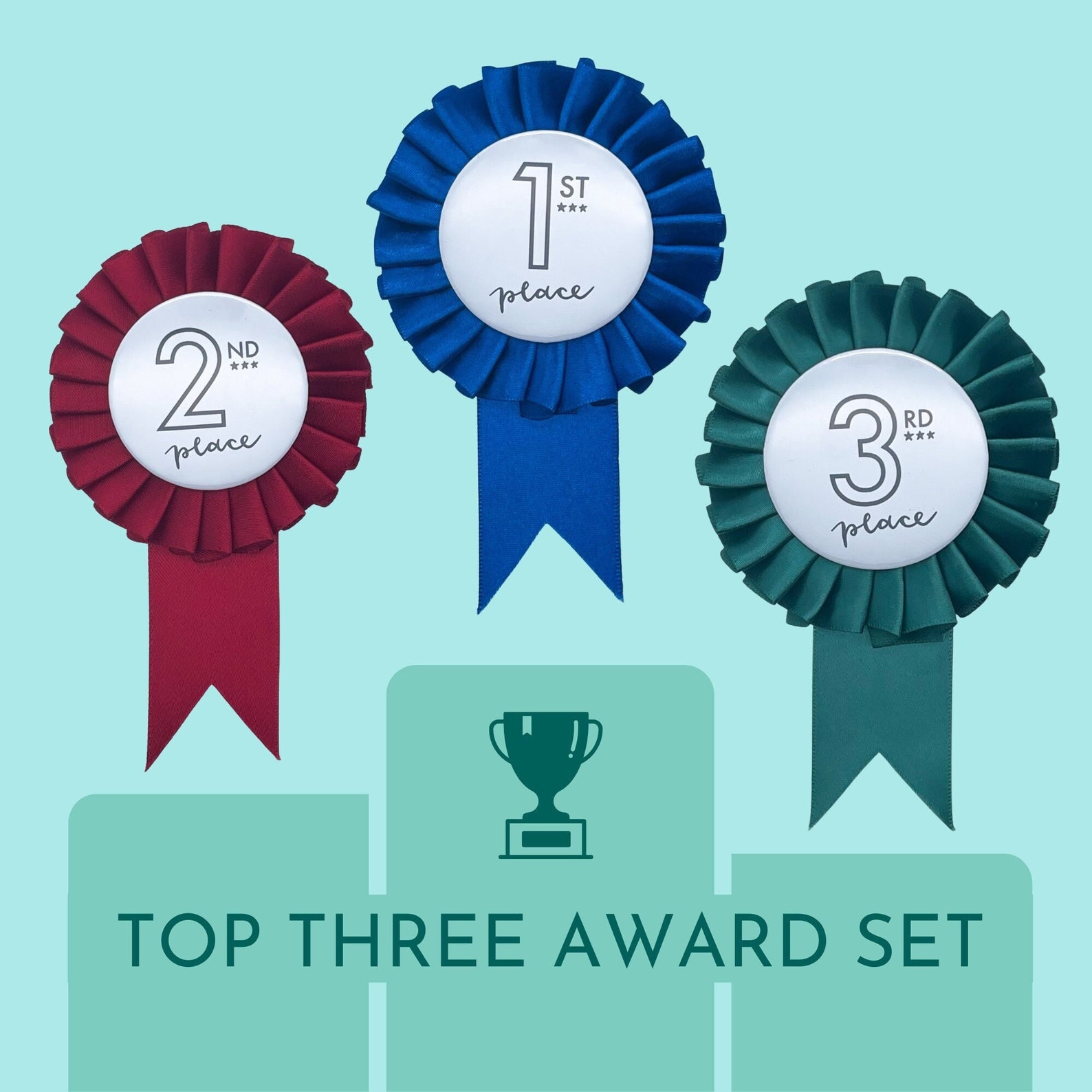 1st 2nd and 3rd Place Traditional Satin Award Ribbon Set of - Etsy