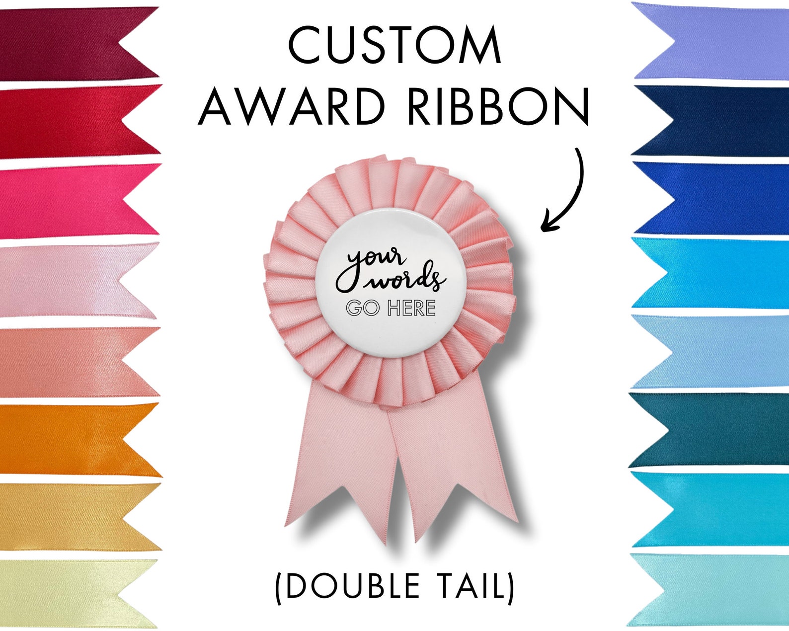 CUSTOM Satin Award Ribbon Double Tail - Etsy