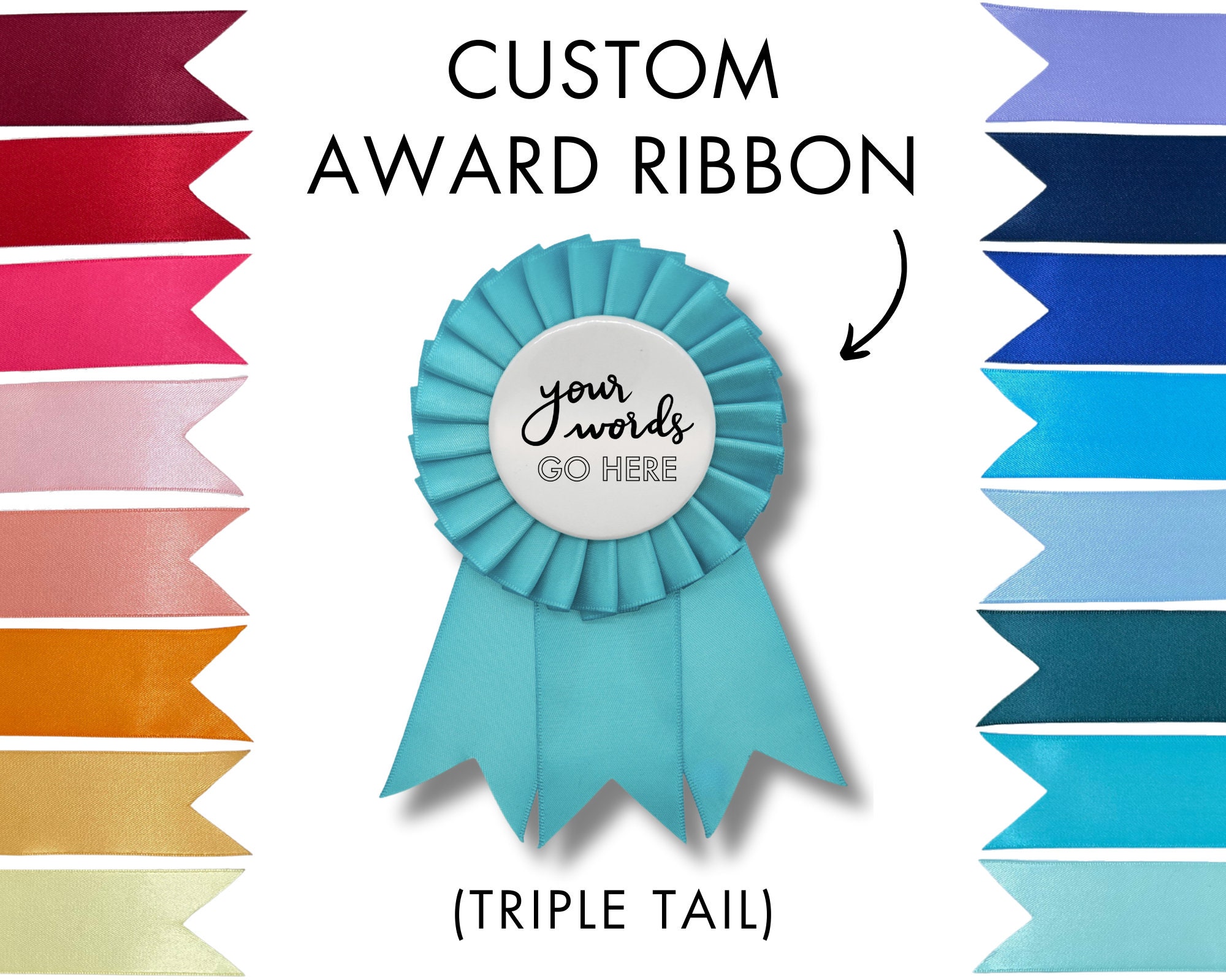 CUSTOM Satin Award Ribbon Triple Tail - Etsy