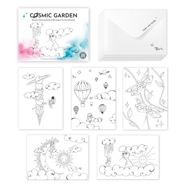 Coloring Greeting Cards for Adults With Envelopes - Etsy