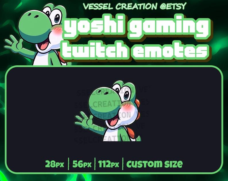Yoshi Twitch Animated Emote Pack 5x / Yoshi Emote / Super Smash Bros ...