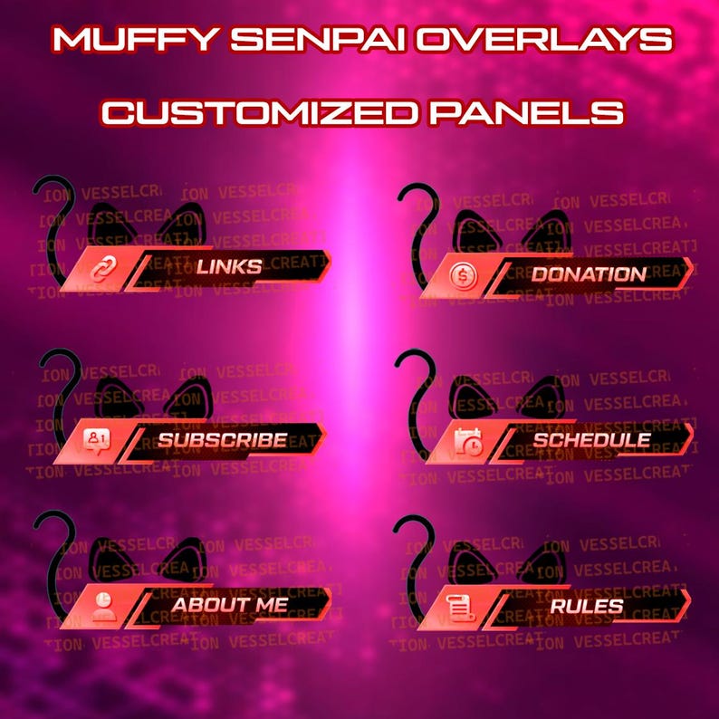 Stream Overlay + Twitch Panels / Cat Layout / Customize / Cat Ears, Cat ...