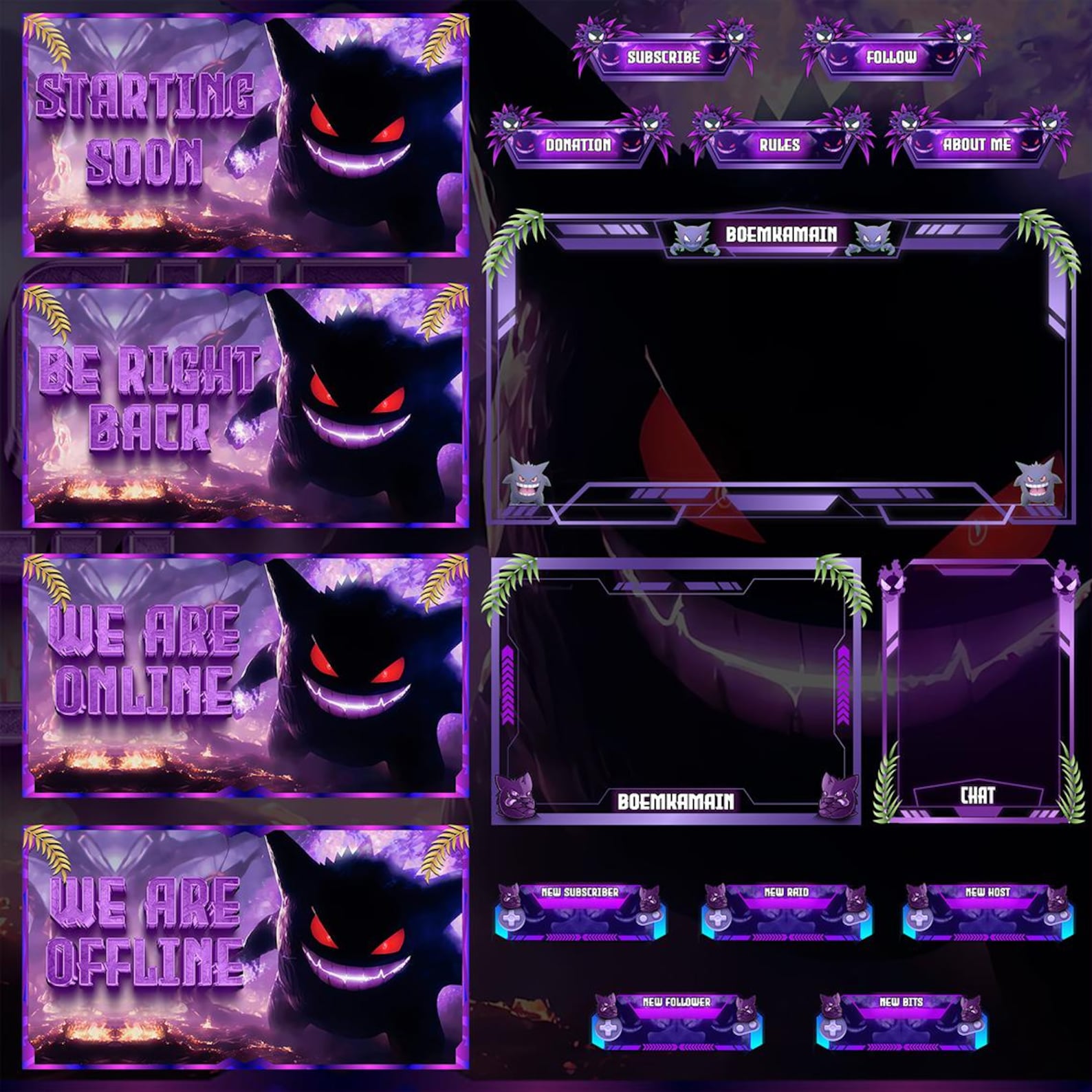 Stream Overlay + Twitch Panels / Pokémon Layout / Customize / Gengar ...