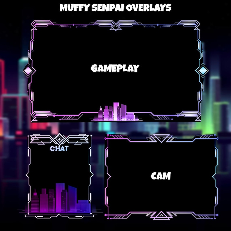 Cyberpunk Stream Overlay Pack: Purple Cyber City, Twitch Panels - Etsy