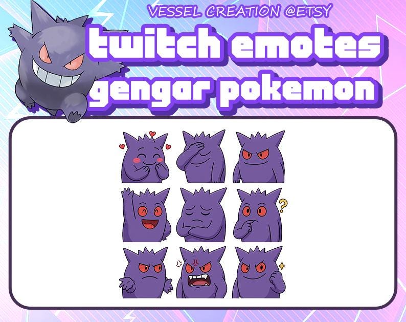 Gengar Twitch Emotes Pack, Cute, Pokemon Emote, Twitch Emotes, Gengar ...