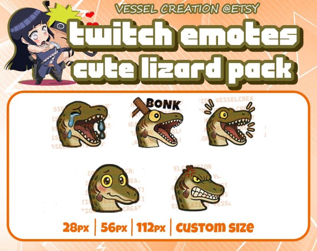 Twitch Emote / Cute Lizard Emotes Pack (bonk, Happy, Crying, Angry ...