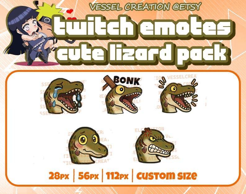 Twitch Emote / Cute Lizard Emotes Pack (bonk, Happy, Crying, Angry ...