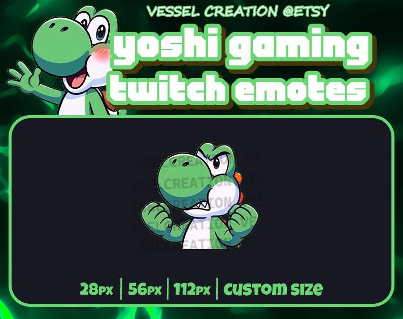 Yoshi Twitch Animated Emote Pack 5x / Yoshi Emote / Super Smash Bros ...