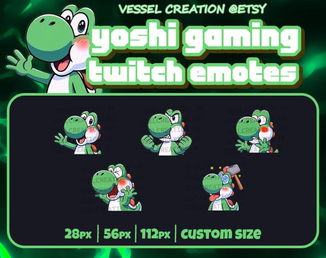 Yoshi Twitch Animated Emote Pack 5x / Yoshi Emote / Super Smash Bros ...