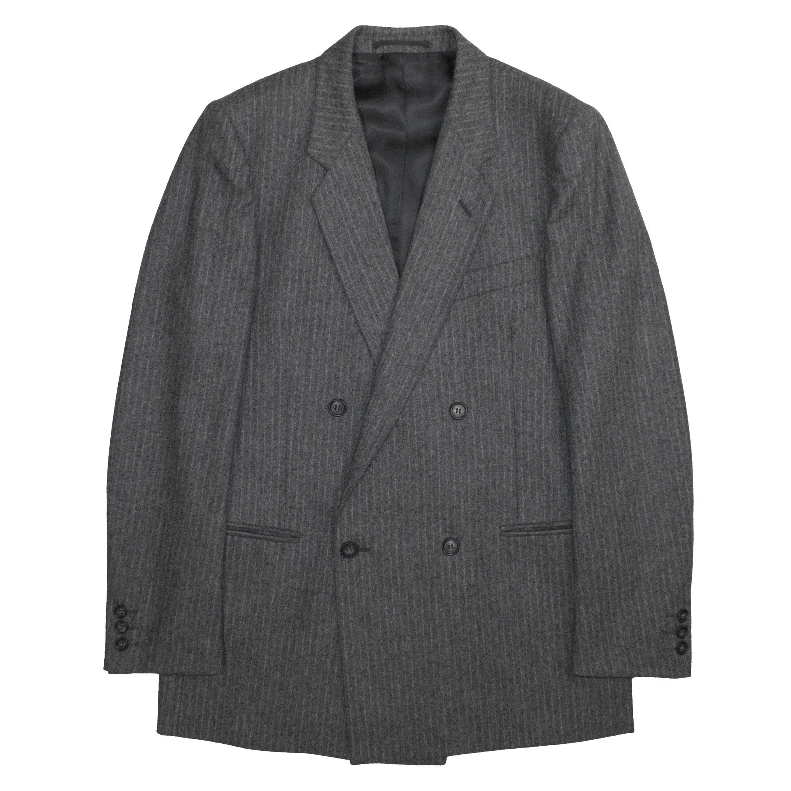 Lebole Double-breasted Suit Size 46/small, Anthracite Gray With Light ...