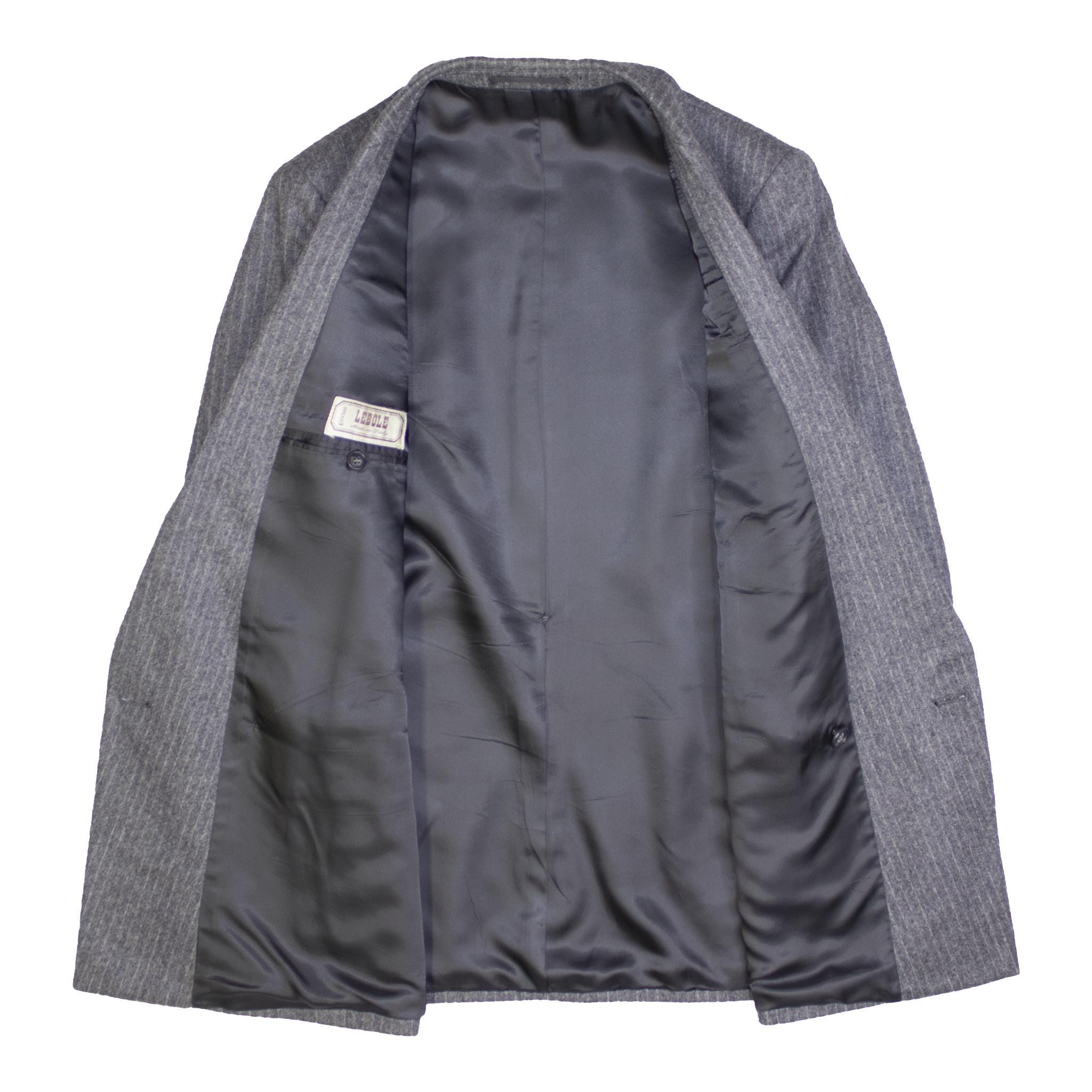 Lebole Double-breasted Suit Size 46/small, Anthracite Gray With Light ...