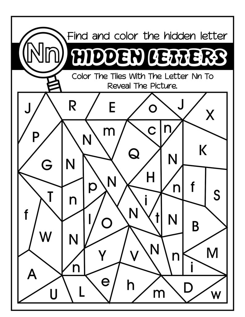 HIDDEN Lettersfun Coloring Alphabet Worksheets for - Etsy