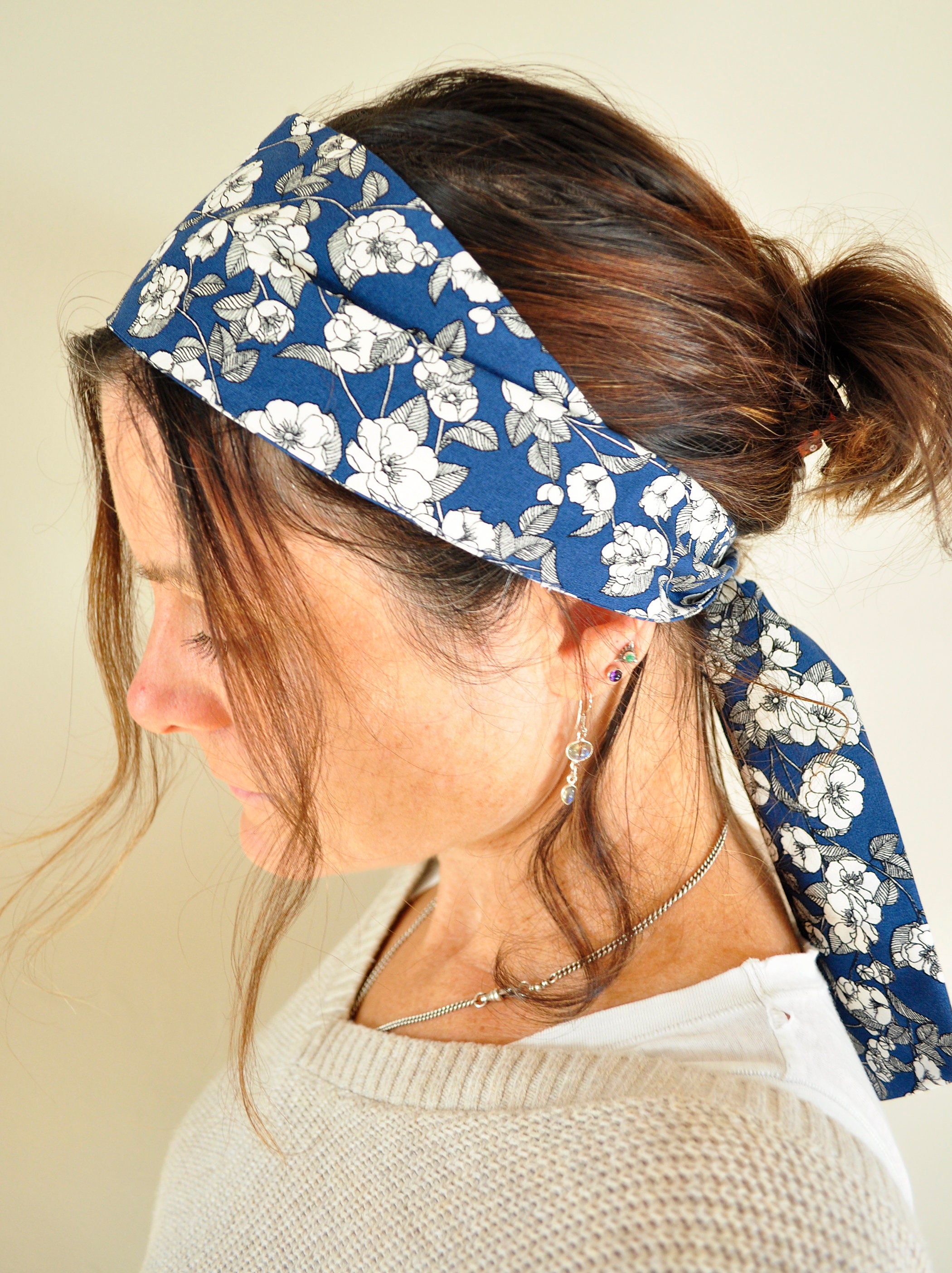 Long Floral Headscarves Cotton Hair Scarf Patterned - Etsy